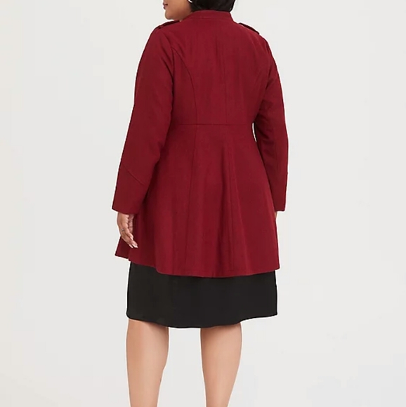 torrid | Jackets & Coats | Torrid Dark Red Woolen Swing Coat | Poshmark